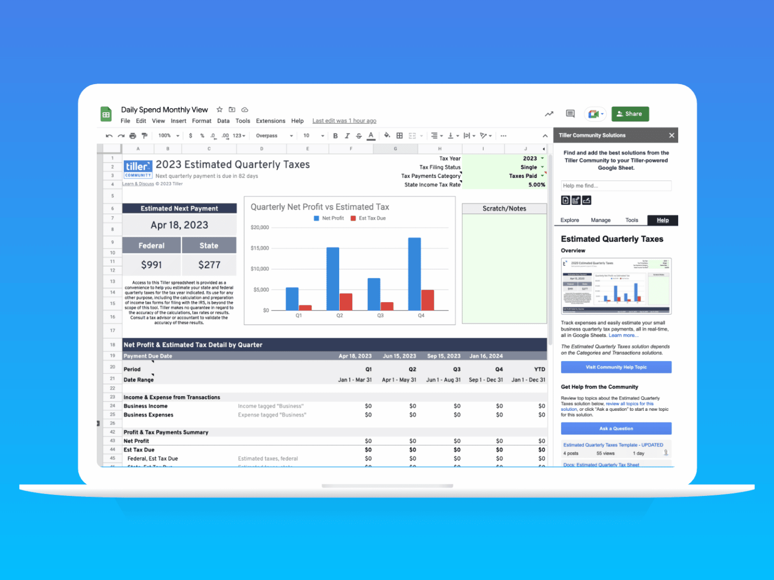 A Spreadsheet For Estimating Quarterly Taxes In Google Sheets - Tiller