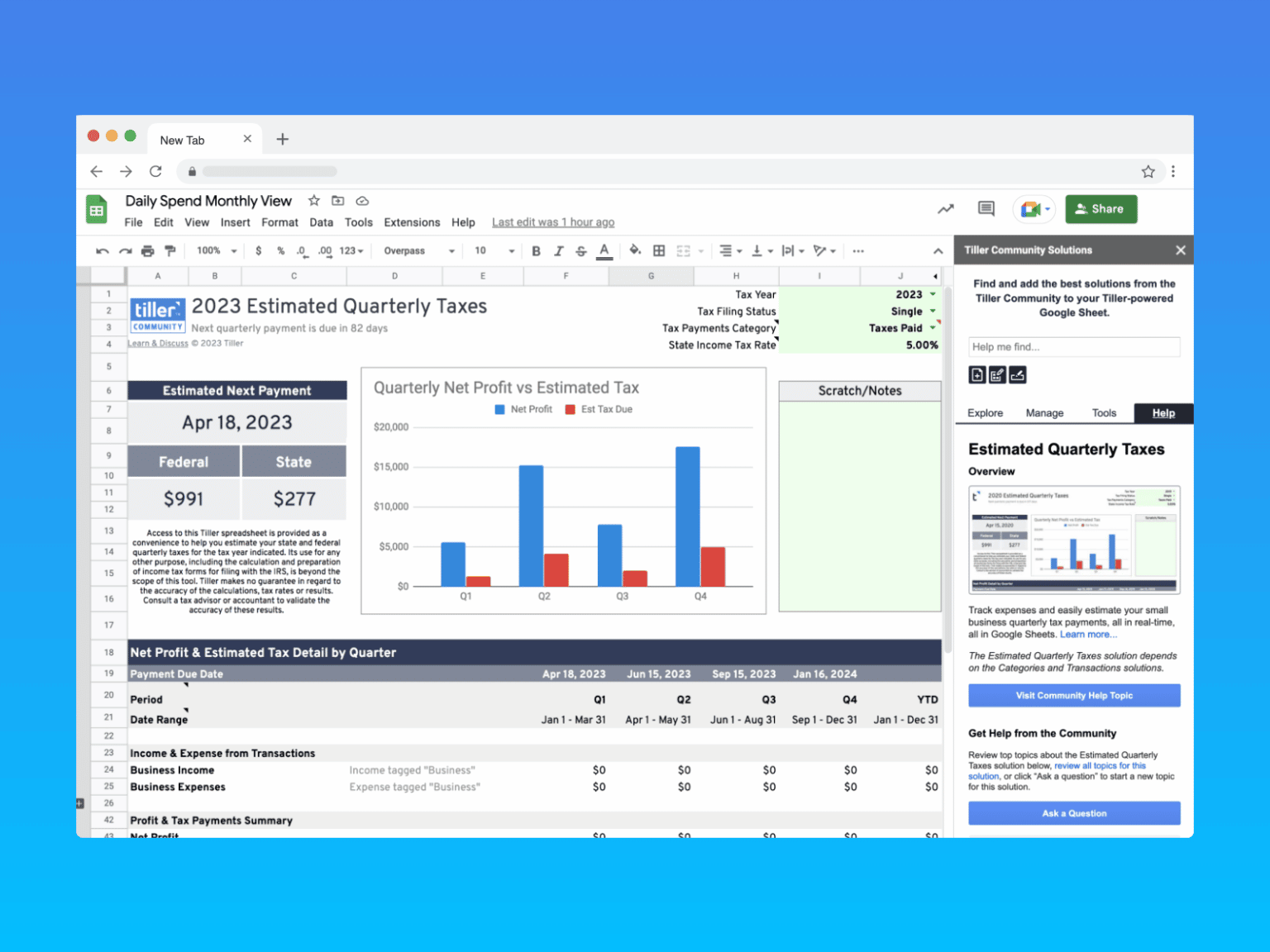 A Spreadsheet For Estimating Quarterly Taxes In Google Sheets - Tiller