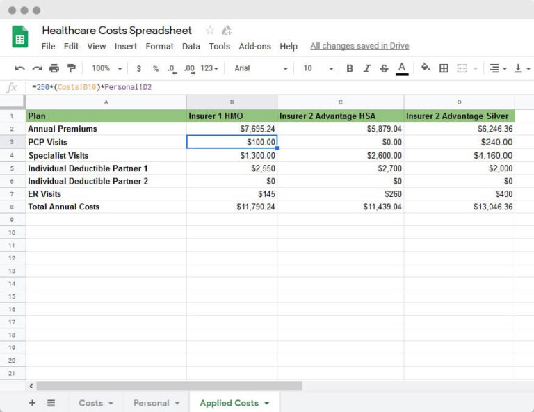 How To Use A Spreadsheet To Compare Health Insurance Plans - Tiller