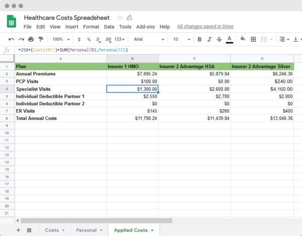 How To Use A Spreadsheet To Compare Health Insurance Plans - Tiller