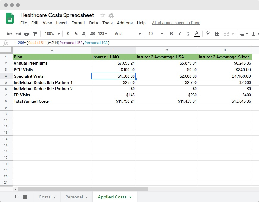 How To Use A Spreadsheet To Compare Health Insurance Plans - Tiller