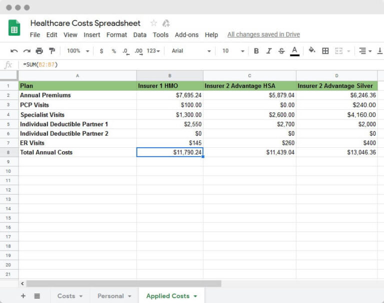 How To Use A Spreadsheet To Compare Health Insurance Plans - Tiller