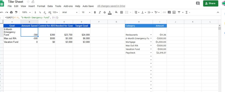 Create A Visual Savings Chart With Google Sheets And Tiller - Tiller