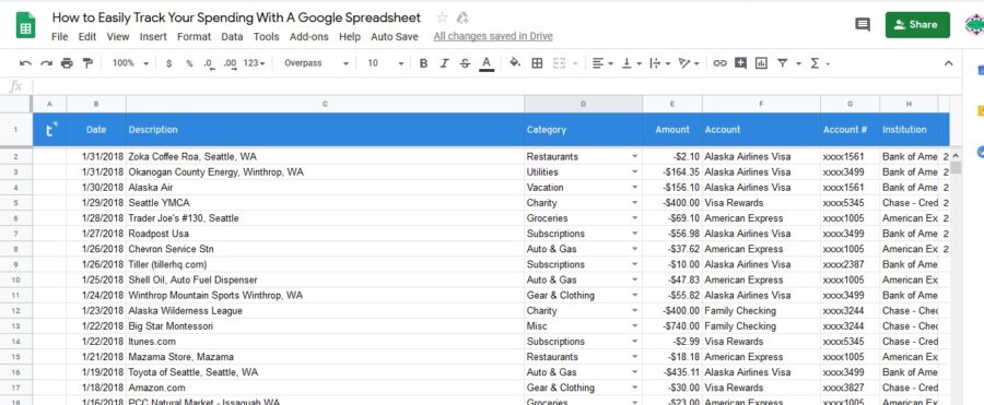 How To Easily Track Spending With A Google Spreadsheet - Tiller