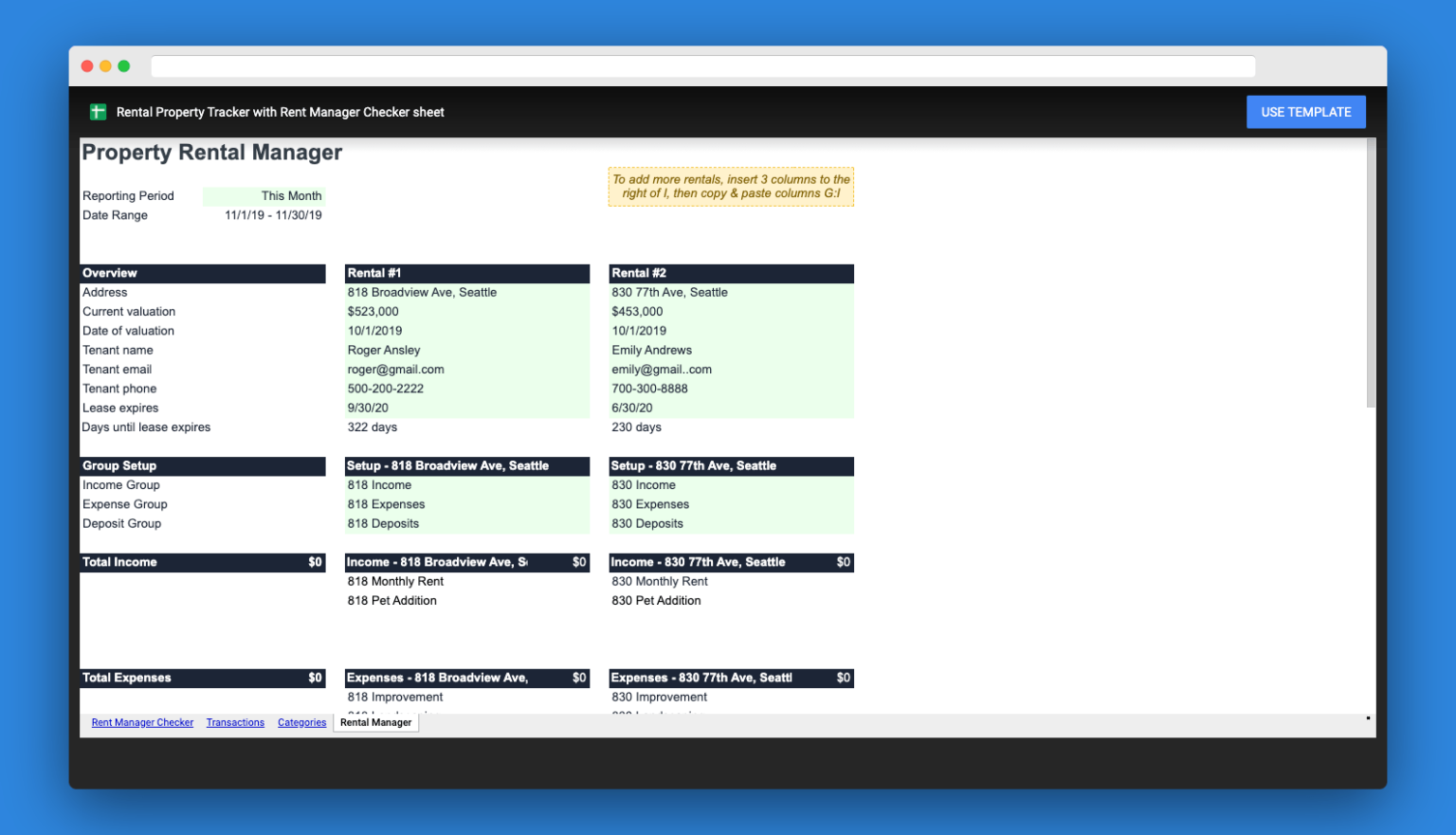 Free Rental Property Tracker Spreadsheet - Tiller