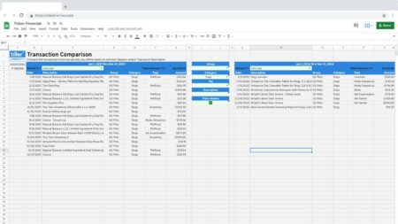 Transaction Comparison Spreadsheet - Tiller