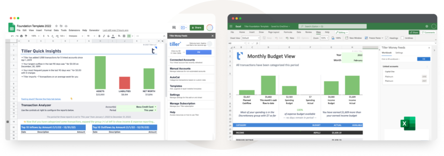 Should You Choose Tiller For Microsoft Excel Or Tiller For Google ...