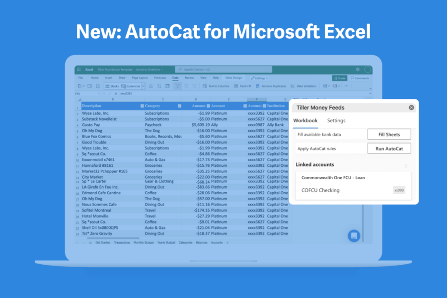 Now Available: AutoCat For Microsoft Excel - Tiller