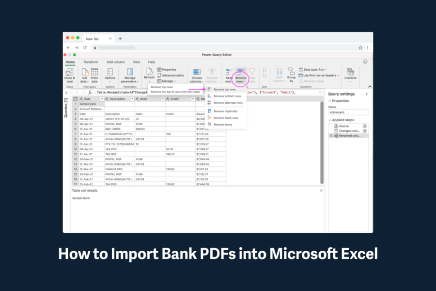 How To Import Bank PDF Statements Into Microsoft Excel For Free - Tiller