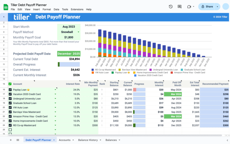 Debt Payoff Planner - Tiller