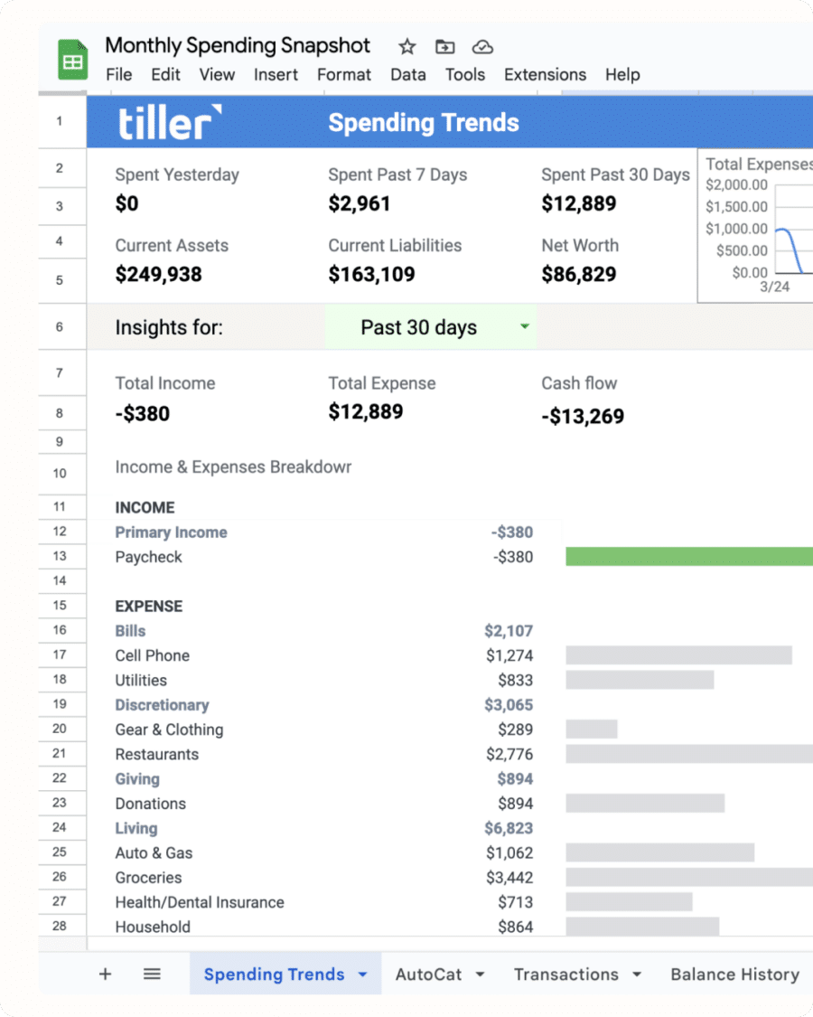 Tiller: Your Financial Life In A Spreadsheet, Automatically - Tiller