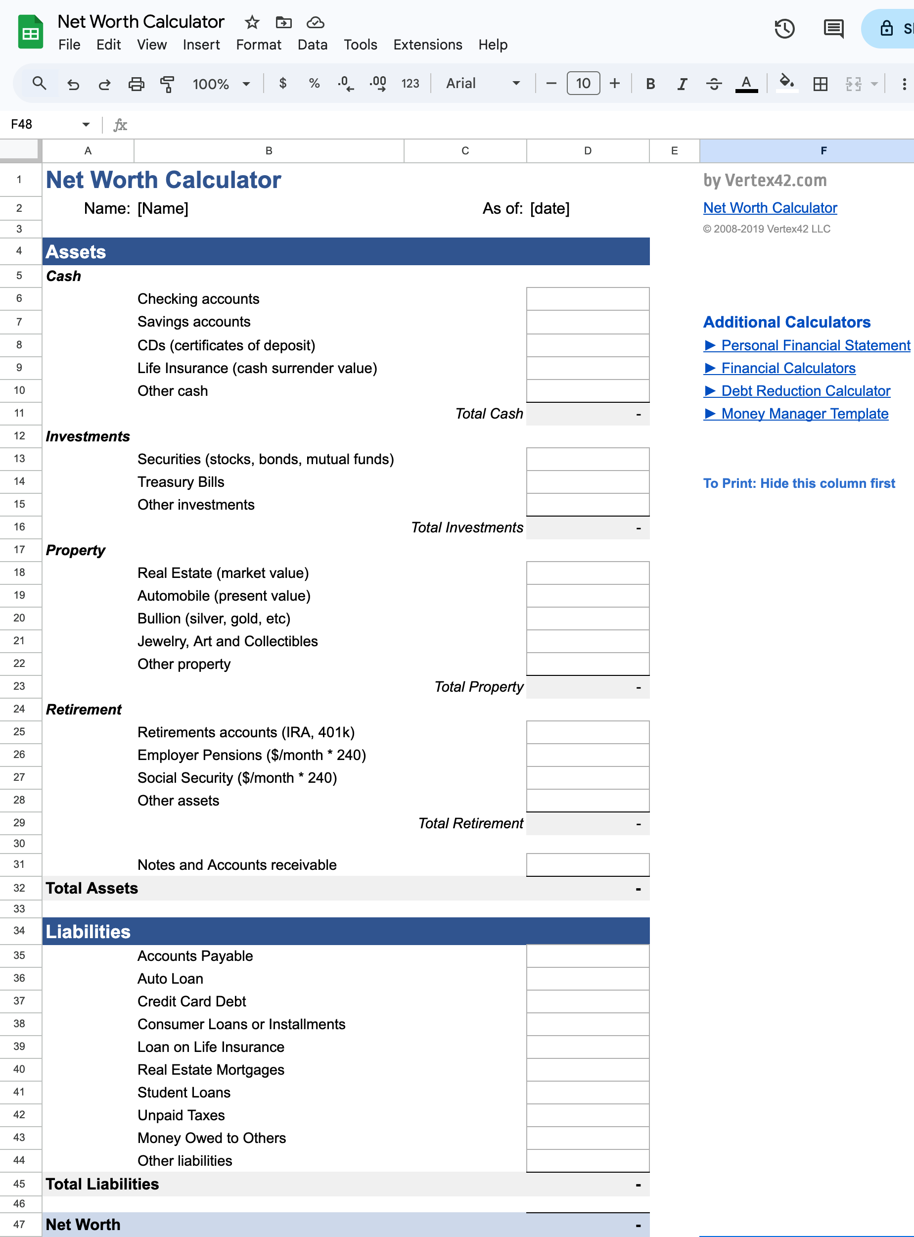9 Best Free Net Worth Spreadsheets For 2026 | Tiller