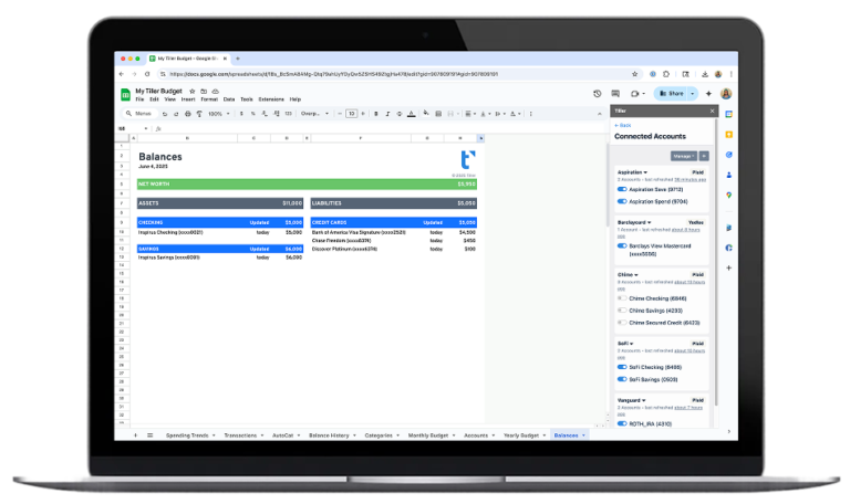 Net Worth & Financial Tracking Templates | Free Spreadsheets | Tiller